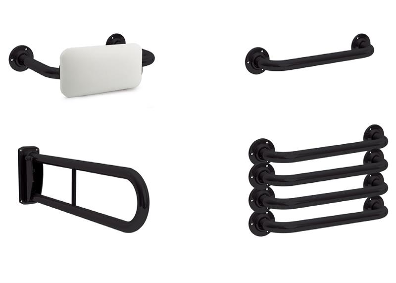 Black back to wall grab rail pack | Dart Valley Systems